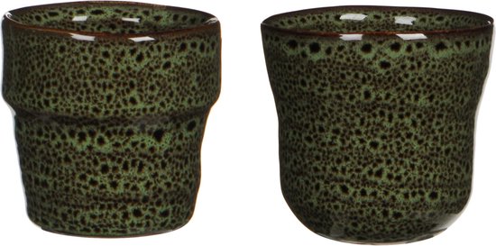 Oneiro’s Luxe Bloempot POT Stef pot rond groen 2 assorti - H8xD8cm ...