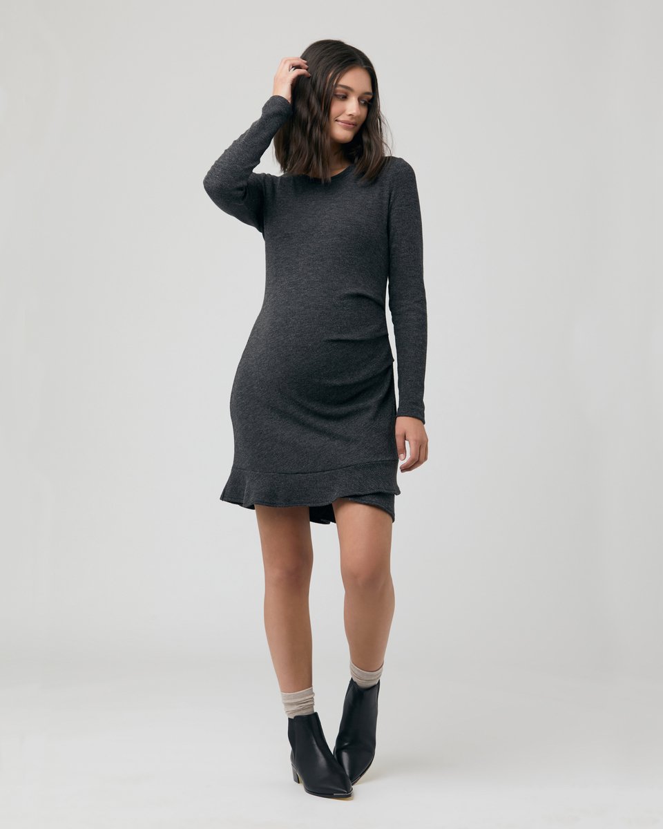 RIPE Zwangerschapsjurk Frill Hem EVIE Charcoal MarleM | bol