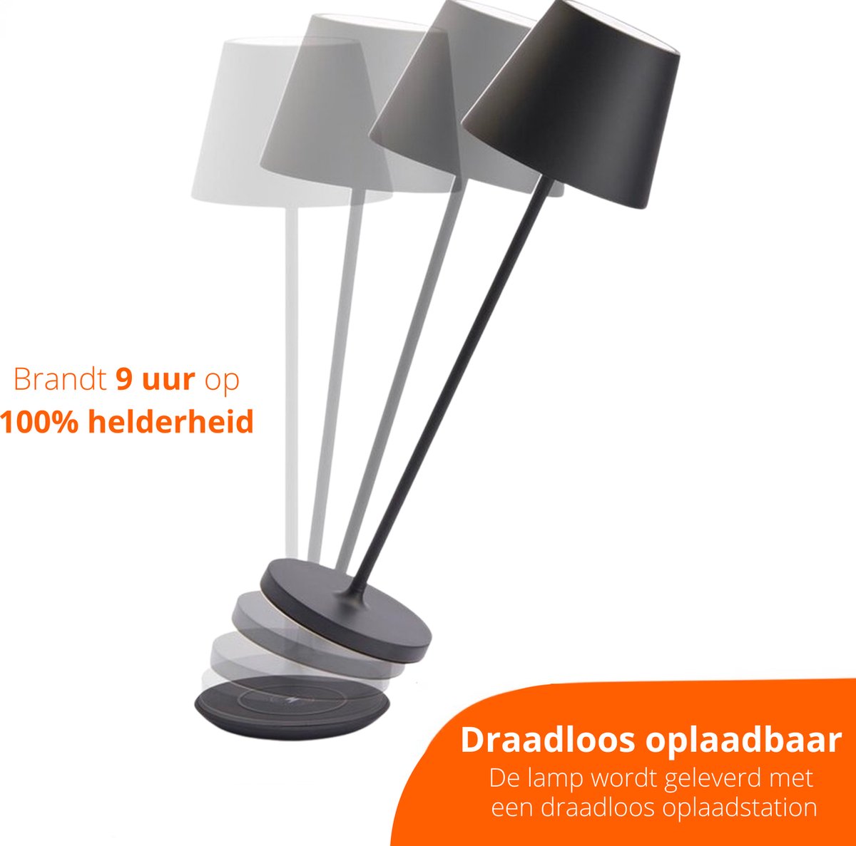 Premium LED Tafellamp met oplaadstation - Oplaadbaar & Draadloos - Voor ...