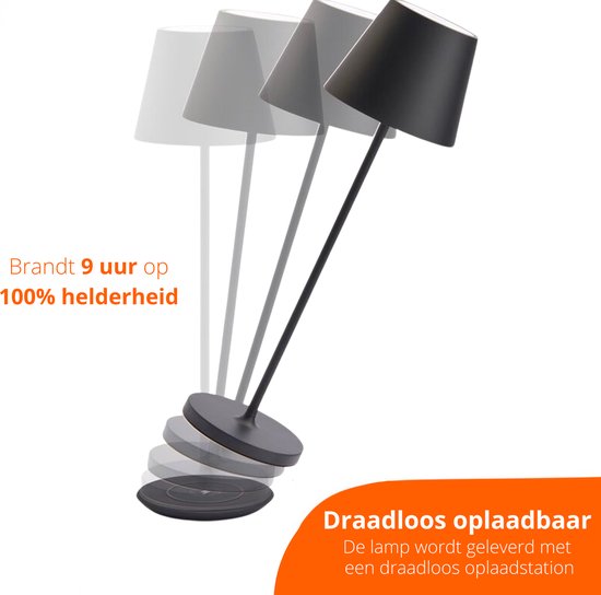Premium LED Tafellamp met oplaadstation - Oplaadbaar & Draadloos - Voor ...