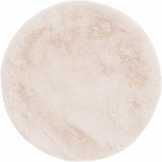 Fluffy Tapijt Rond Ø 160 cm - Beige - EXTRA Zacht - Vloerkleed ...