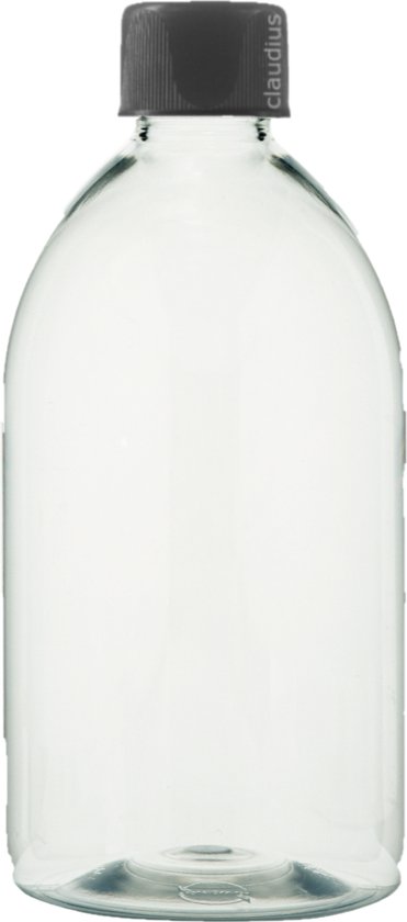 Lege Plastic Fles 500 ml PET transparant - met zwarte dop - set van 10 ...