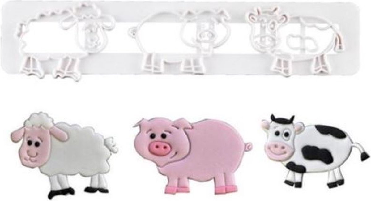 uitsteekvormpjes - Boerderij Koe Varken Schaap - uitstekers fondant ...
