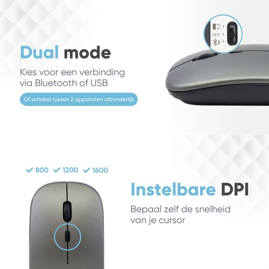 Trendfield Draadloze Muis - Oplaadbare Computermuis - Bluetooth ...