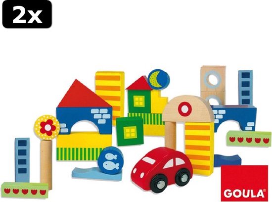 2x Goula Houten Blokken met Auto - 26 Stuks | bol.com