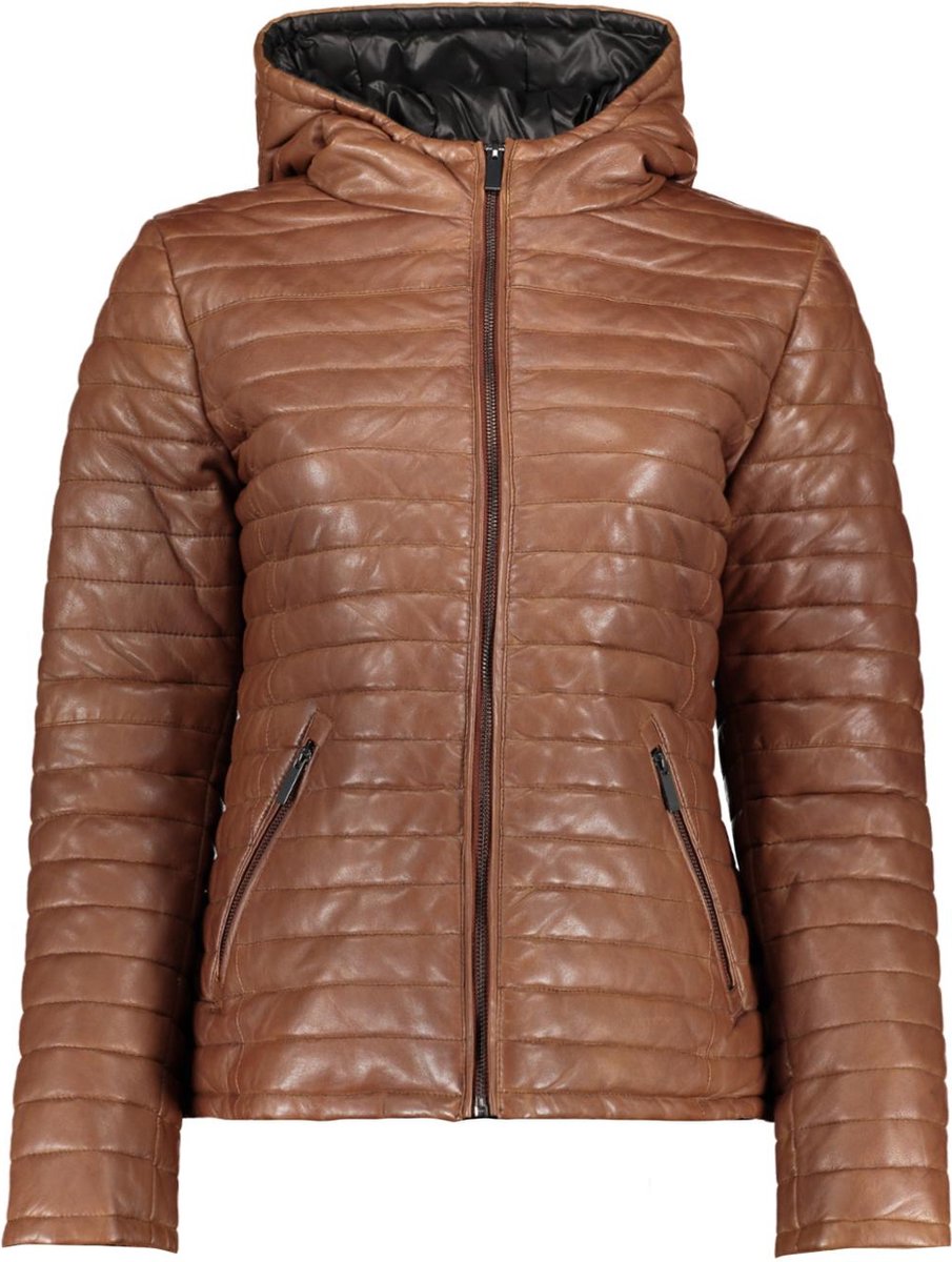 Donders Jas Leather Jacket 57489 Teak Dames Maat - 42 | bol
