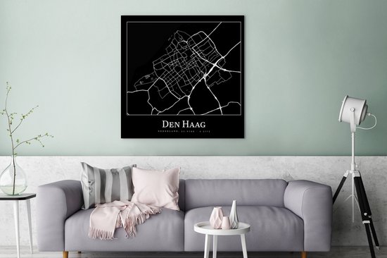 Canvas Schilderij Plattegrond - Den Haag - Kaart - Stadskaart - 90x90 ...
