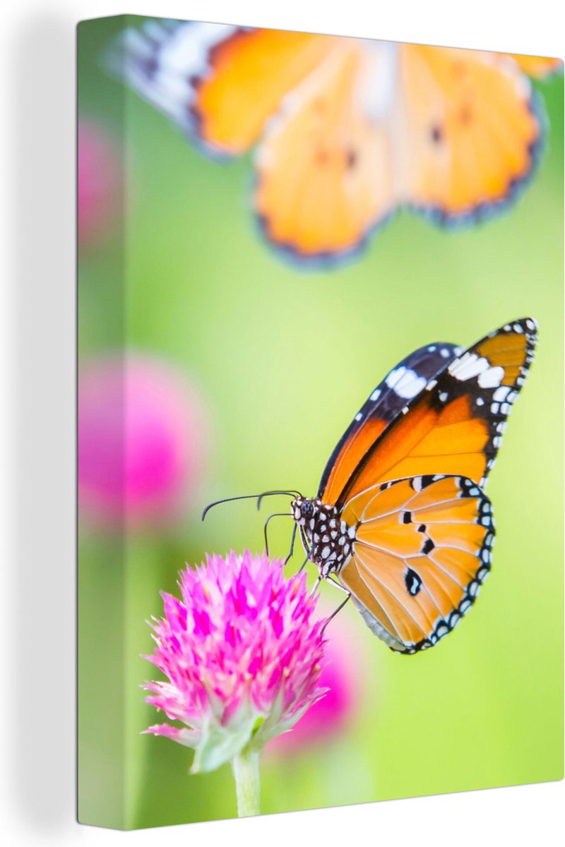 Toile Peinture Insectes - Papillons - Fleurs - 90x120 cm - Décoration ...