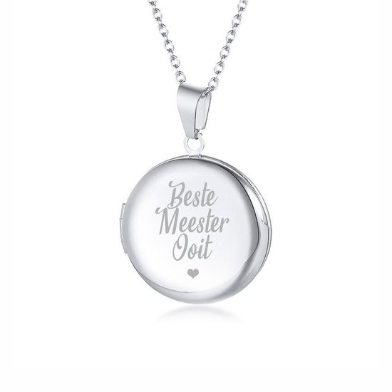 Fotohanger Met Ketting En Gravering - Rond - Beste Meester Ooit | bol.com