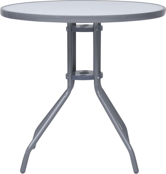 Prolenta Premium - Tuintafel 80 cm staal en glas lichtgrijs - Tafel ...