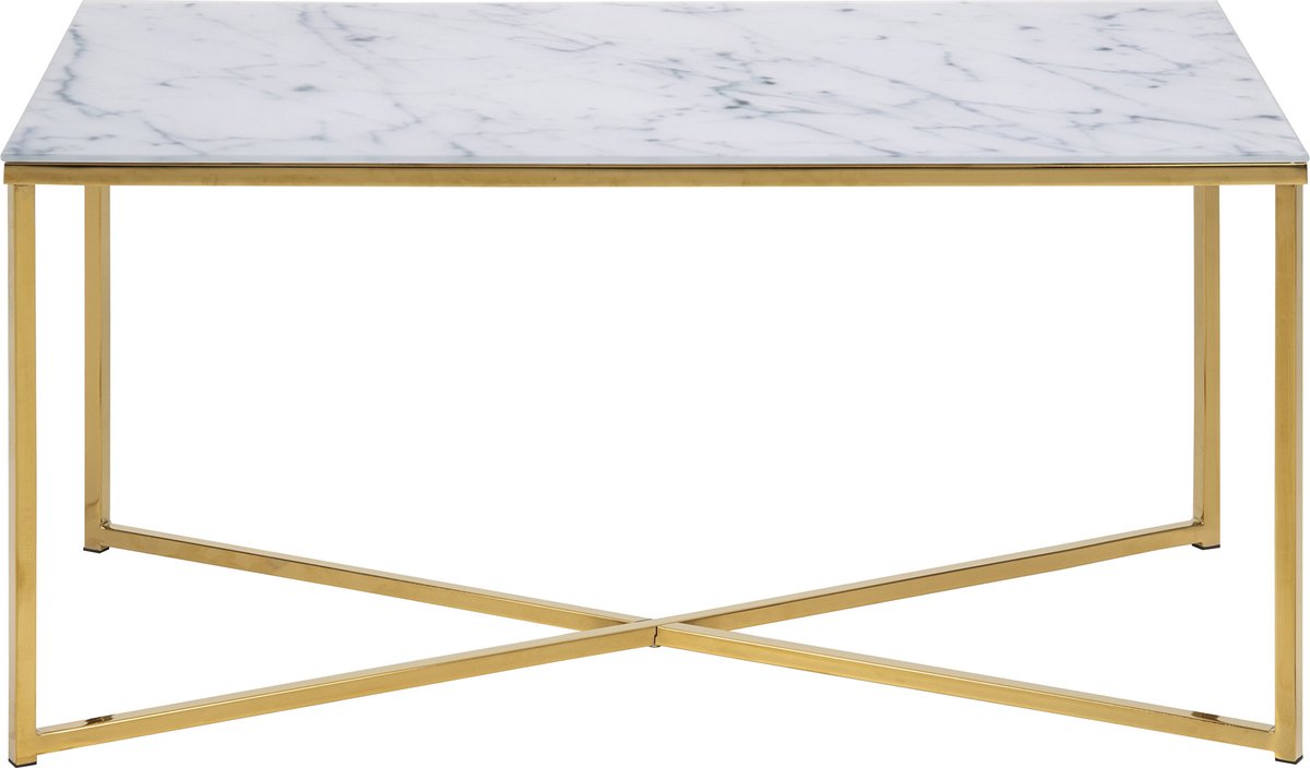 Salontafel Genua Rechthoek - Witte Marmer Print Gouden Pootjes | bol.com