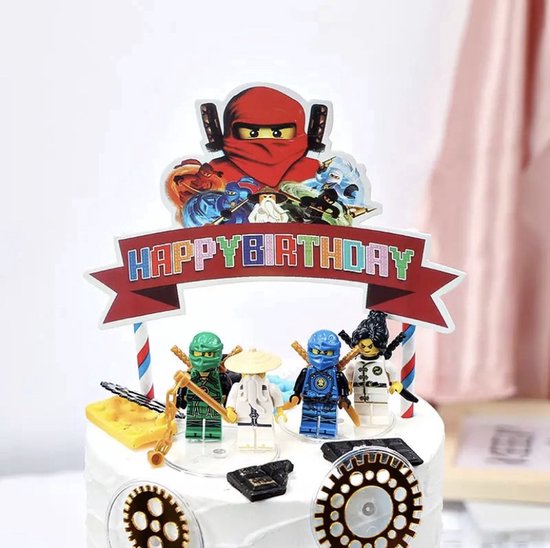 Ninjago Taart Decoratie - Taart Topper Happy Birthday - Taarttopper ...