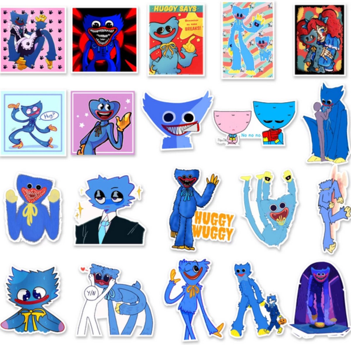 50 Huggy Wuggy stickers - Stickermix voor laptop, muur, fiets ...