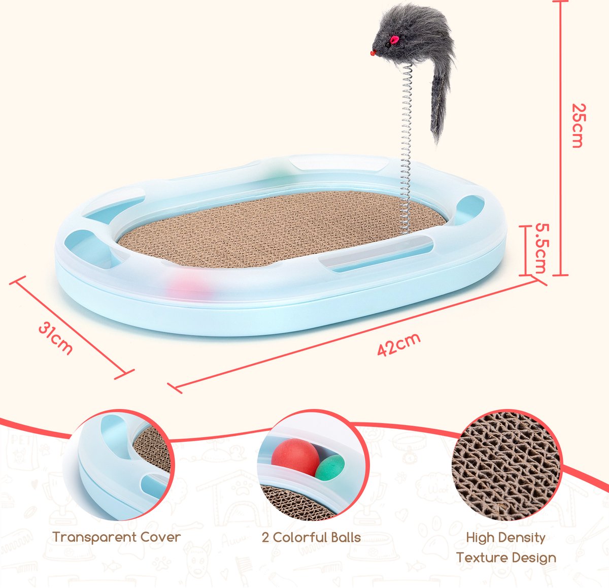 Nobleza Katten krabplank met Catnip - met 2 Ballen - Katten speelgoed ...