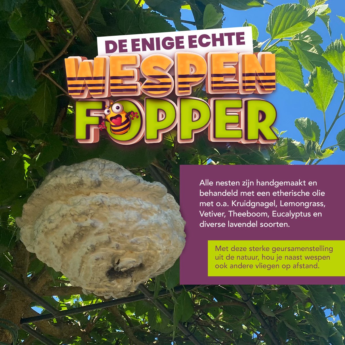 De Wespen Fopper Muur (groot) - Een handgemaakt nep wespennest voor aan ...