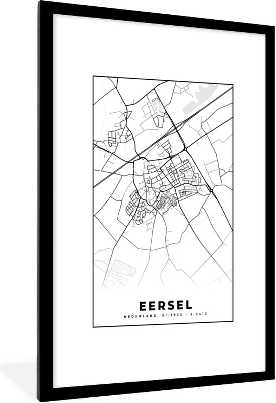 Fotolijst incl. Poster - Plattegrond - Eersel - Kaart - Stadskaart ...