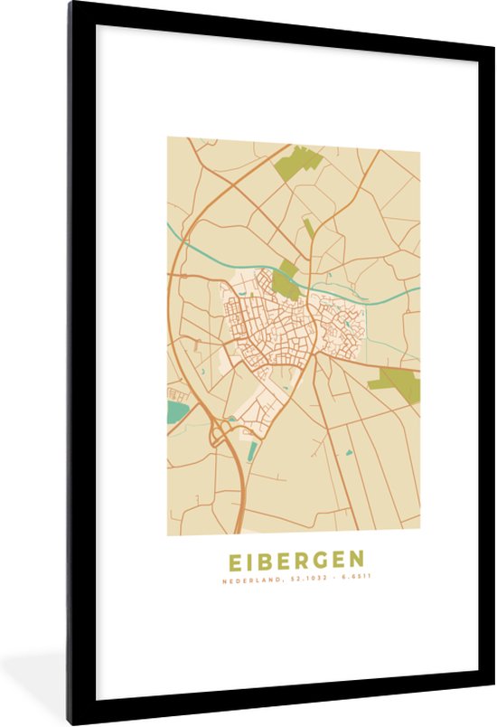 Fotolijst incl. Poster - Eibergen - Kaart - Plattegrond - Stadskaart ...
