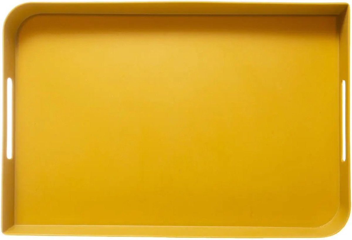 Dienblad/serveerblad rechthoekig 45 x 30 cm okergeel met handvaten ...