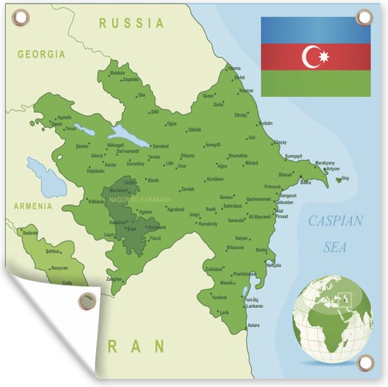Tuindoek een groene kaart van Azerbeidzjan - 100x100 cm | bol.com
