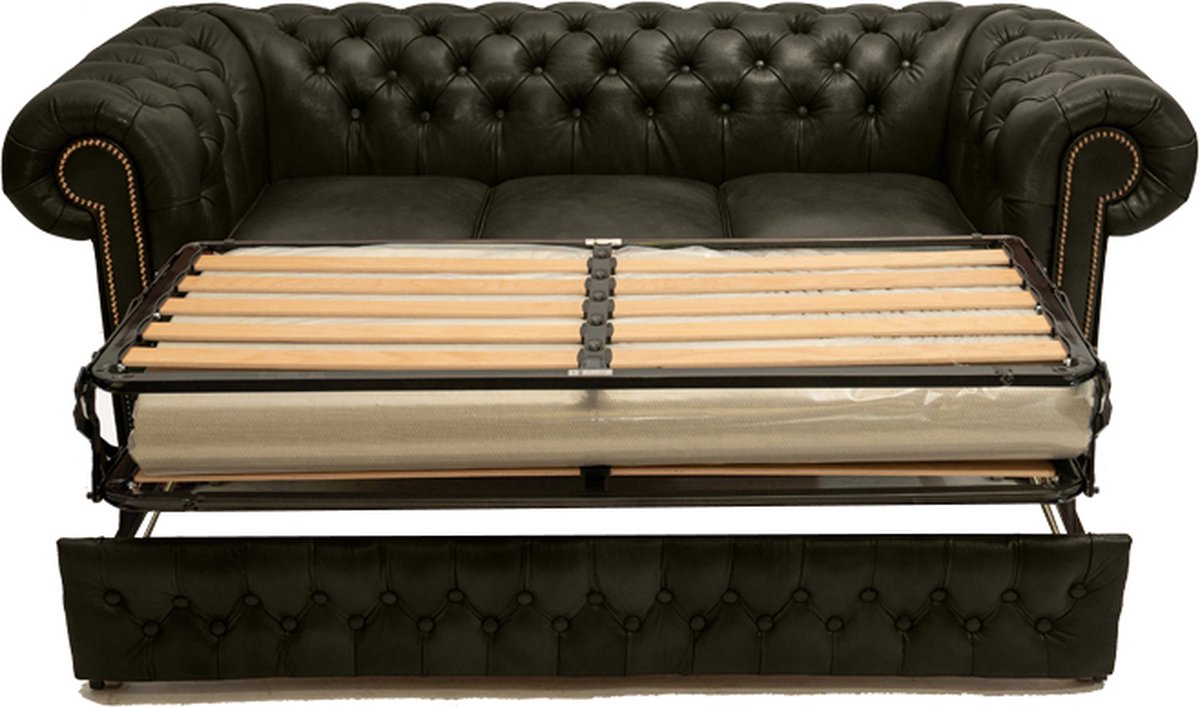 Chesterfield Slaapbank First Class leer | 3-zits | Cloudy Groen | 2 tot ...