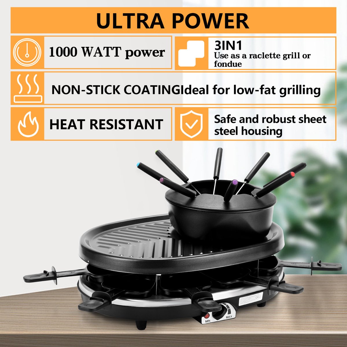 Raclette - Gourmetset 8 personen - Gourmetstel geschikt voor op de ...
