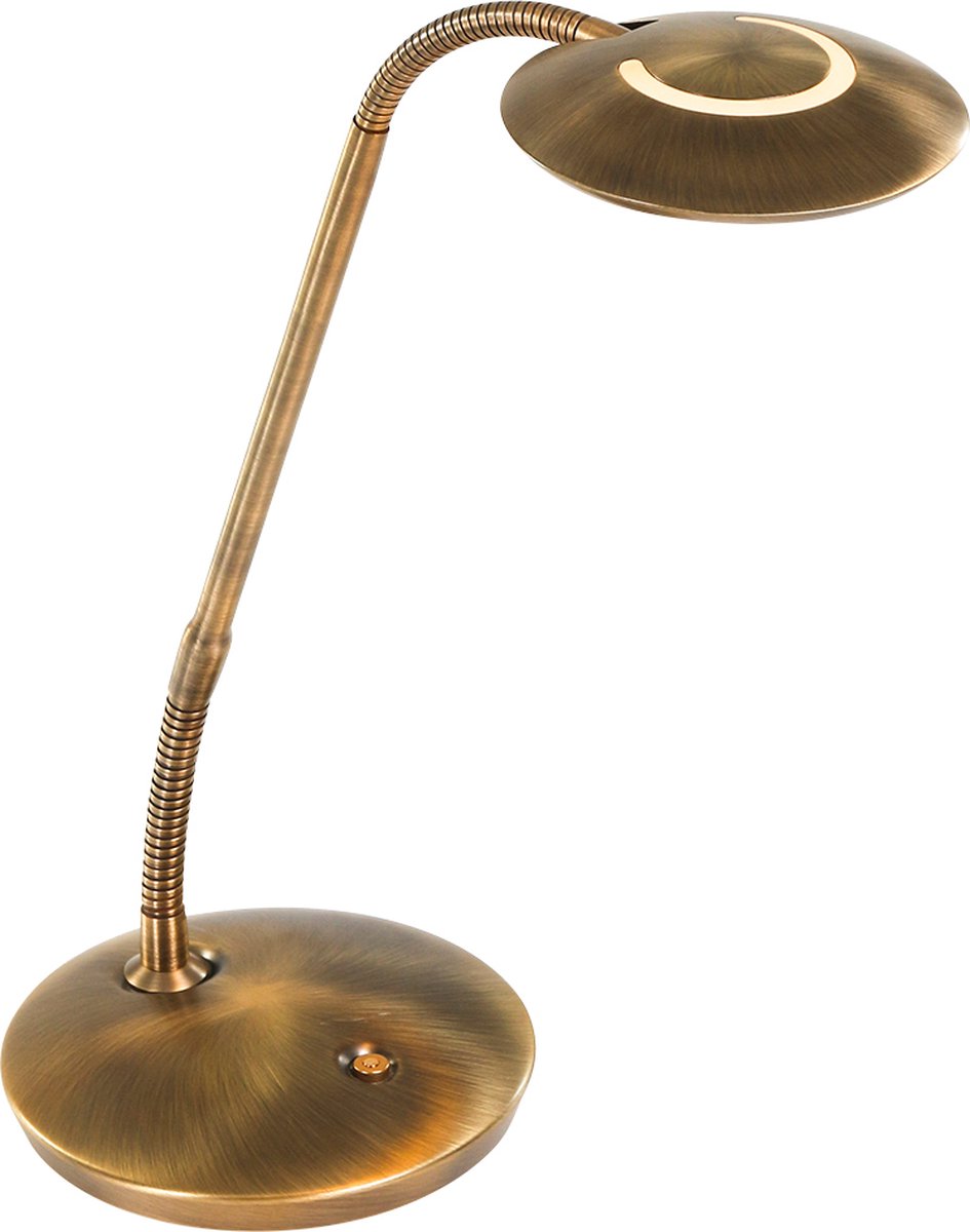 Bronzen bureaulamp LED met dimfunctie | 1 lichts | brons / bruin ...