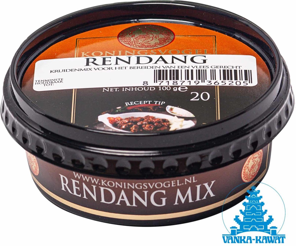 Koningsvogel® | 6 x 100 gr boemboe | Rendang | kruidenmix vlees | nr 20 ...
