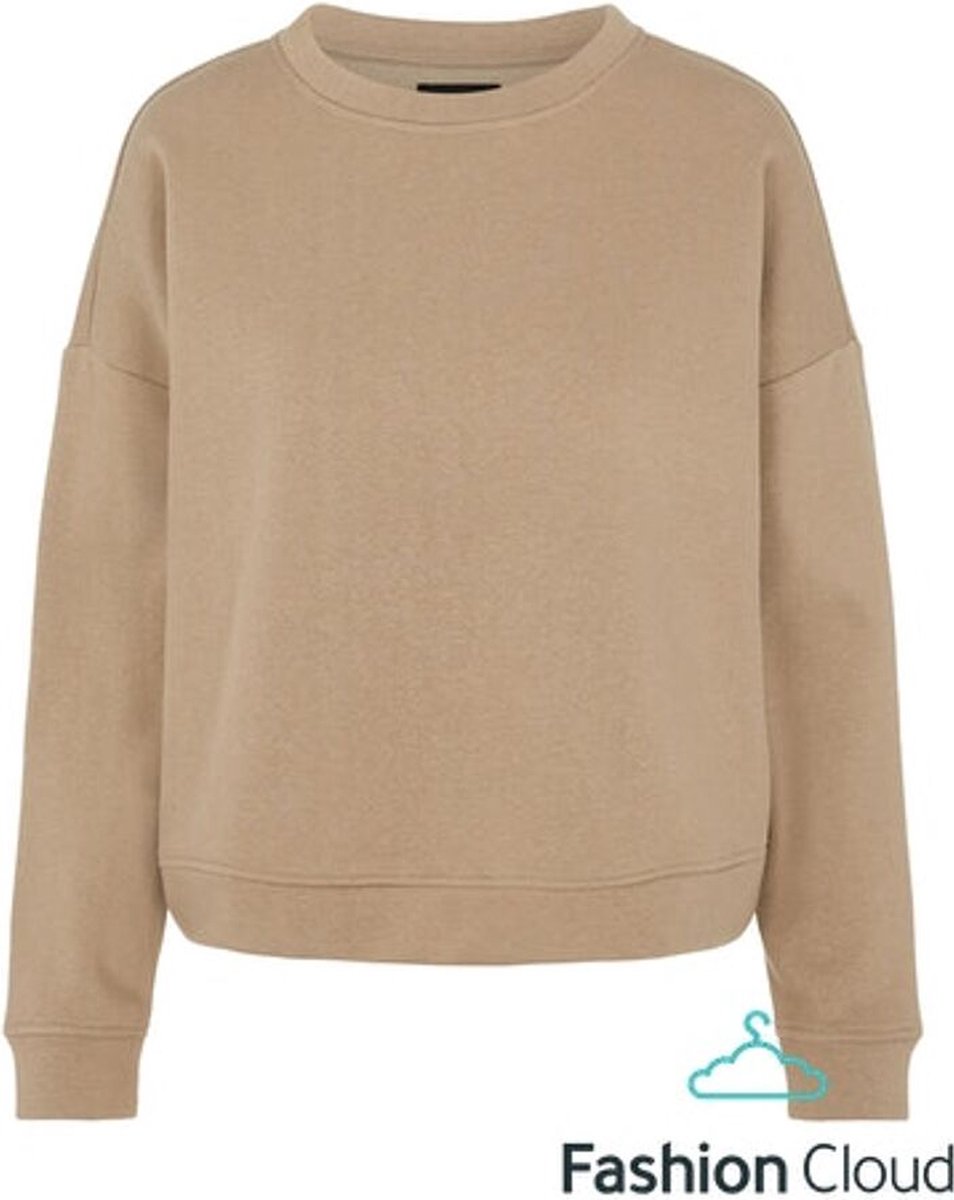 Pieces Dames Sweater - Beige - Loungewear Top - Dames trui zonder print ...