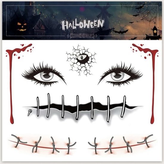 Halloween tattoo - Gezicht tattoo - Nep tattoo - Nep bloed - Fake blood ...