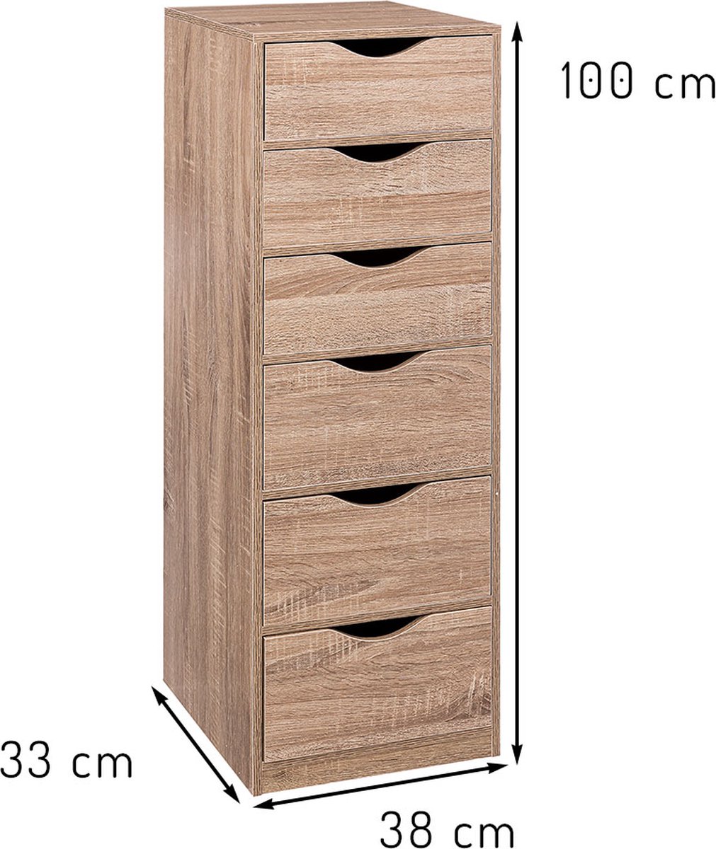 Eazy Living Ladekast Armine 6 Lades Bruin | bol.com