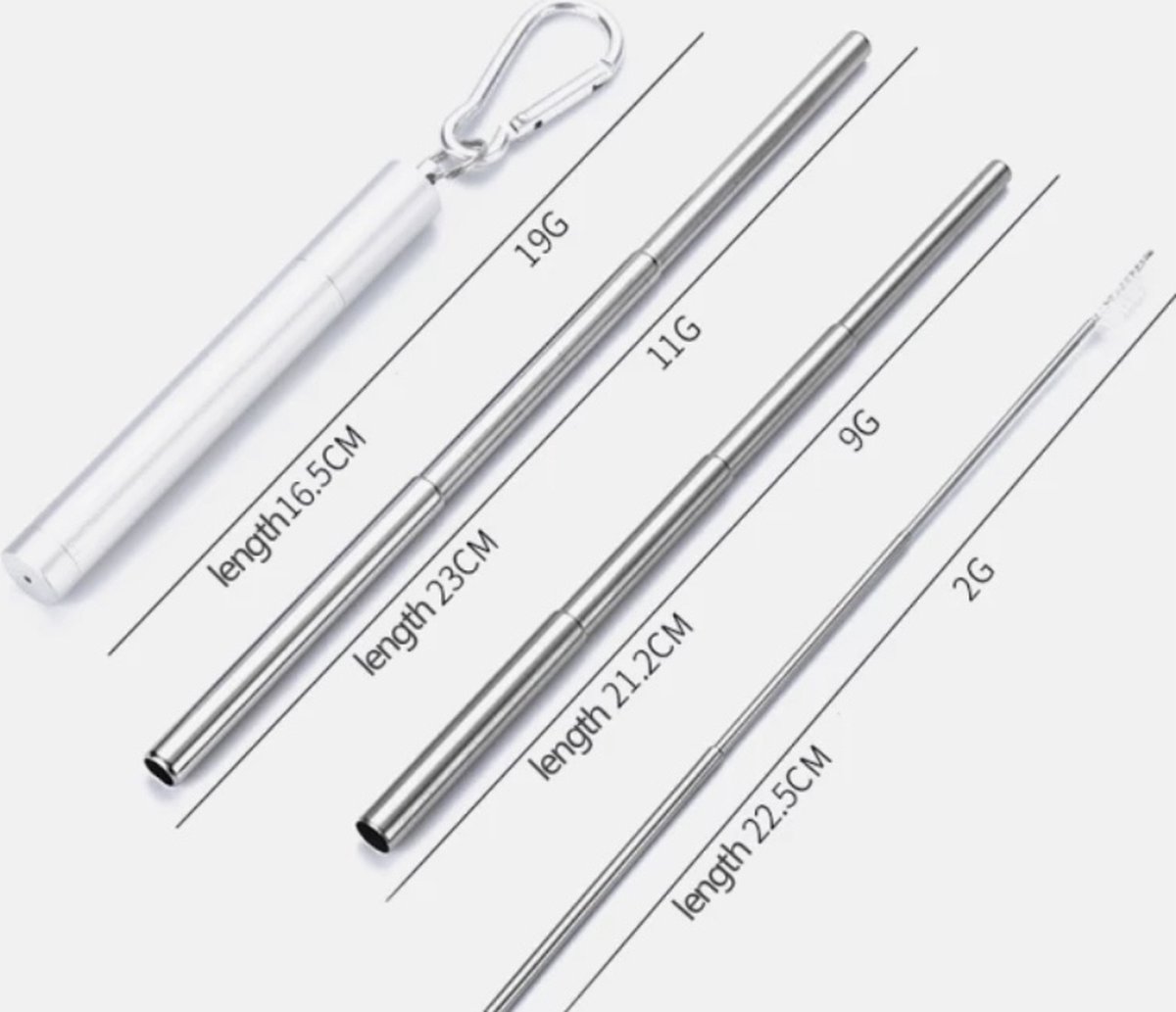 herbruikbare roestvrijstalen rietjes (grijs) | bol