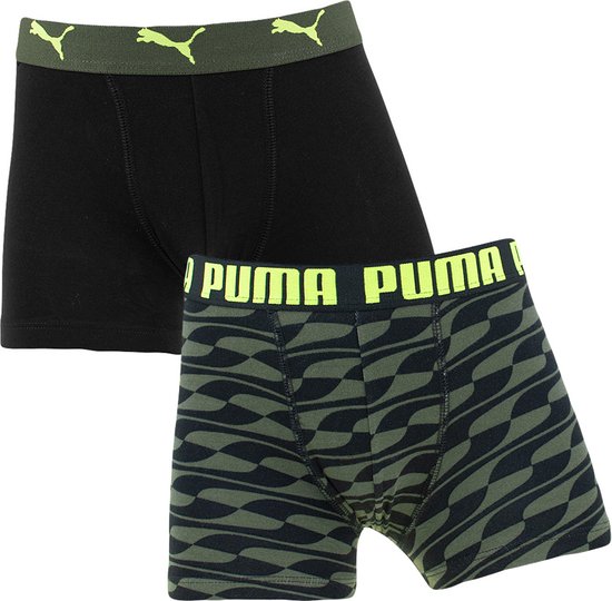 PUMA jongens 2P boxers formstrip print groen & zwart II - 122/128 | bol.com