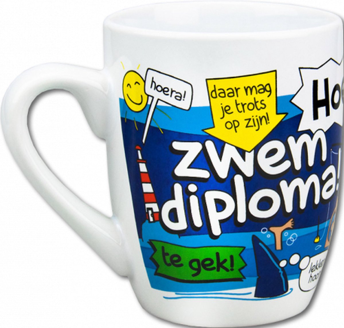 Cartoon - Mok - Proficiat met je zwemdiploma - In cadeauverpakking met ...