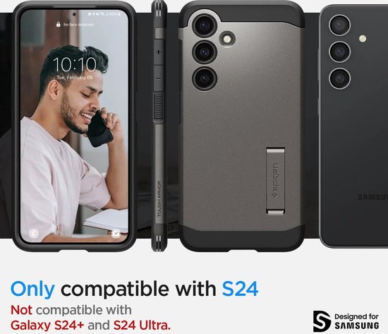 Geschikt voor Spigen Tough Armor Samsung Galaxy S24 Hoesje - Zwart | bol