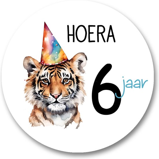 Traktatiesticker Hoera 6 jaar Tijger | Traktatie Sticker | Tijger ... Traktatiesticker Hoera 6 jaar Tijger | Traktatie Sticker | Tijger ...
