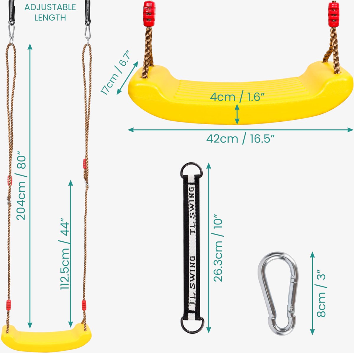 Belle Vous Swing Seat Set with Adjustable Ropes - Heavy-Duty Playground ...