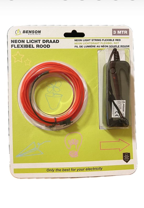Benson Rode Neon Licht - Draad - 3 meter - Unieke Lichtkunst | bol