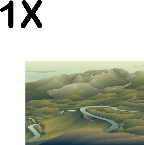 BWK Textiele Placemat - Getekende Lange Kronkelende Weg door Bergen ...
