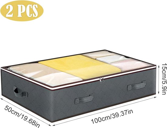 2 stuks opbergdozen voor onder het bed, opvouwbare opbergbox voor onder het bed, met... | bol