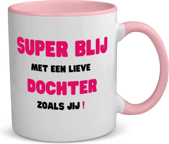Akyol - super blij met een lieve dochter zoals jij koffiemok - theemok - roze -... | bol