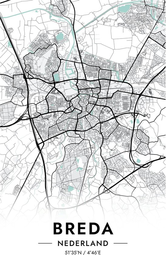 Breda Poster | Blauw Poster | Breda Map Poster | Kaart van Breda Poster ...