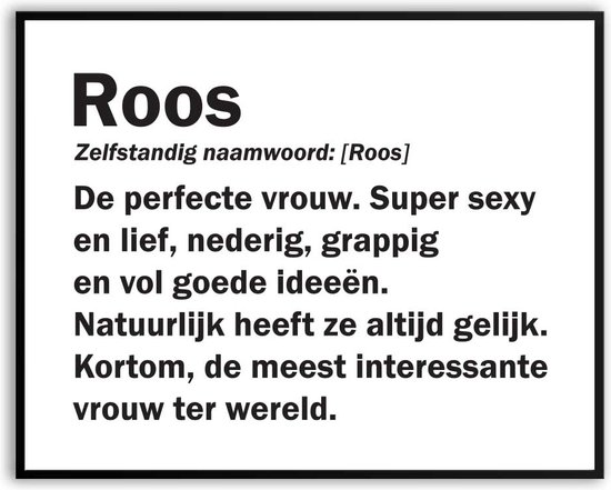 Roos Woordenboek Fotolijst met glas 50 x 70 cm - Prachtige kwaliteit ...