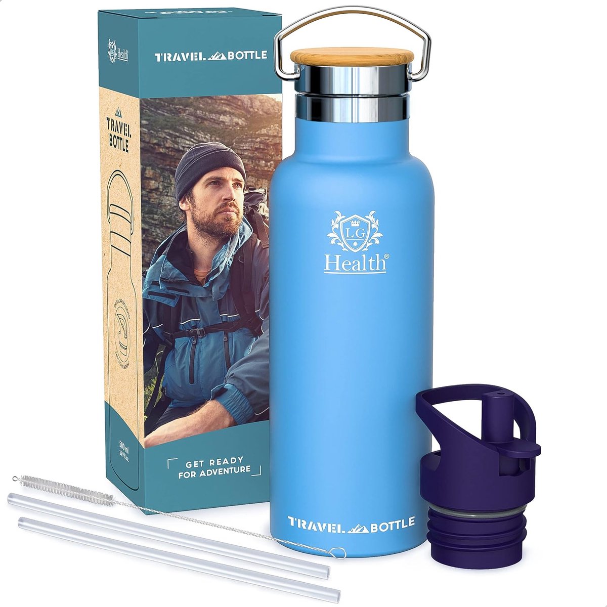 Thermosfles van roestvrij staal, 500 ml, herbruikbare waterfles met ...