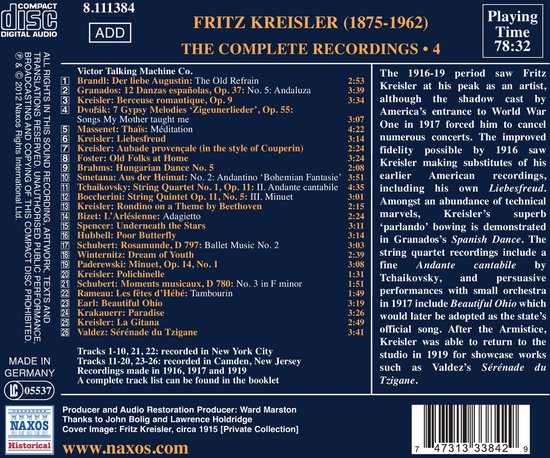 Ward Marston - Kreisler: Complete Recordings Volume 4 (CD), Ward ...
