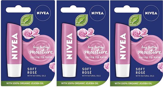 Nivea Labello Lippenbalsem – Soft Rose - 3 x 5.5 ml Stick | bol