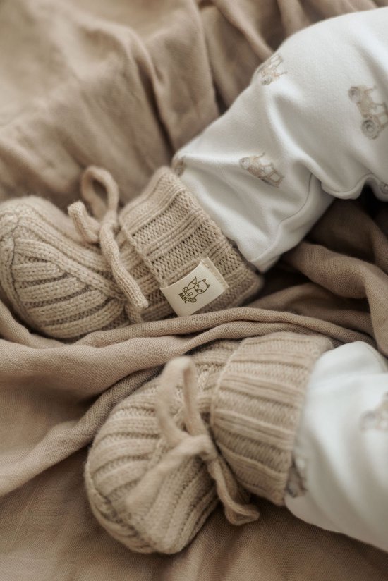 MOALIE®-Baby- Merino wol- Newbornslofjes -Beige- Kraamcadeau | bol