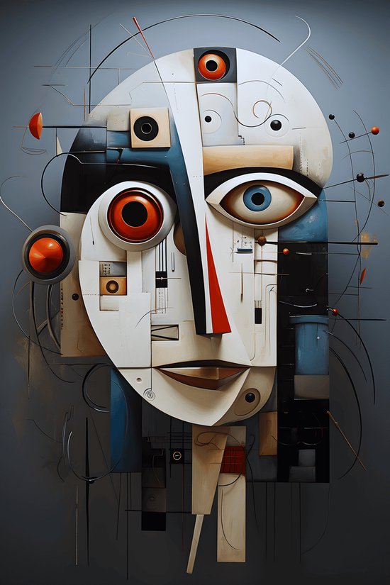 Lijnen en Vakken - Abstract Gezicht - Lijnen - Abstracte - posters ...