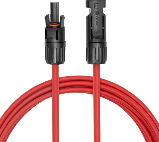 6 mm² - 2 meter - Rood - MC4 verlengkabel - Zonnepaneel kabel - Solar kabel - MC4... | bol