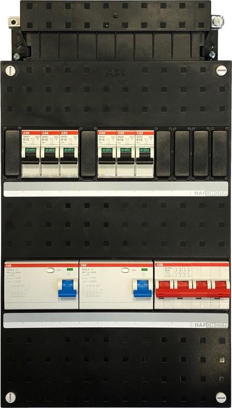 ABB groepenkast 6 groepen, 2 aardlekschakelaars, 1 hoofdschakelaar 4-P ...
