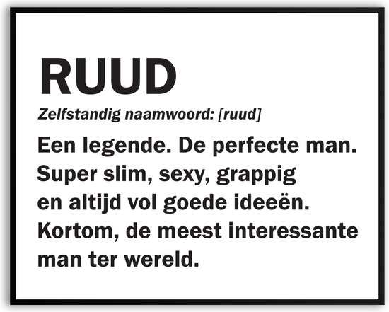 Ruud betekenis Grappig Fotolijst met glas 50 x 70 cm - Cadeau - Man ...